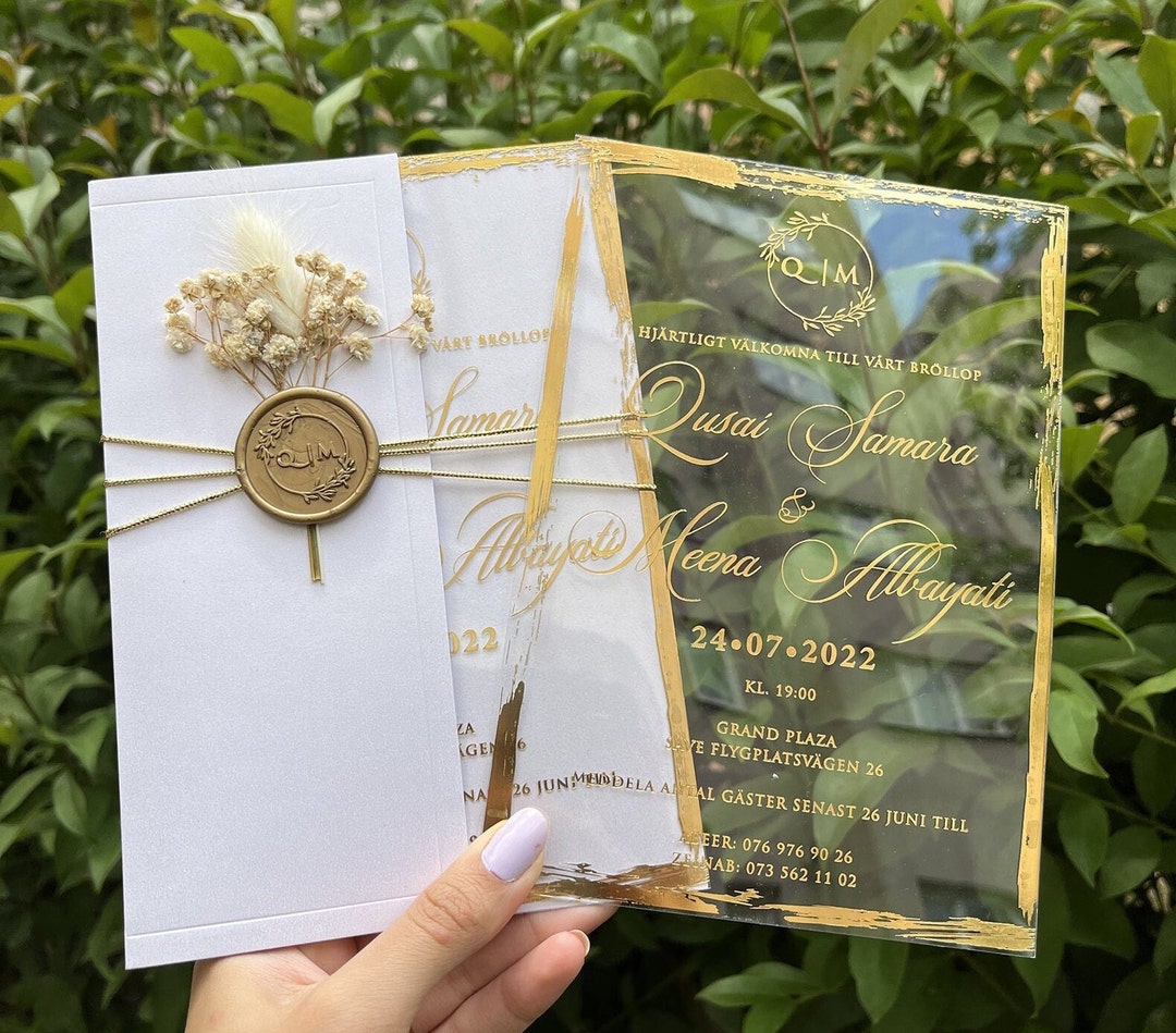 Invitación de boda acrílica transparente, Invitación de boda ...