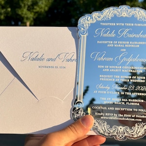 Silver Mirrored Invitation, Mirrored Wedding Invitation, Silver Mirror ...