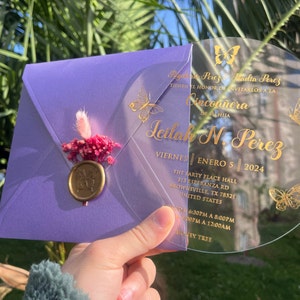 Quince Invitation, Quinceañera Invitation, Lilac Pearl Envelope ...