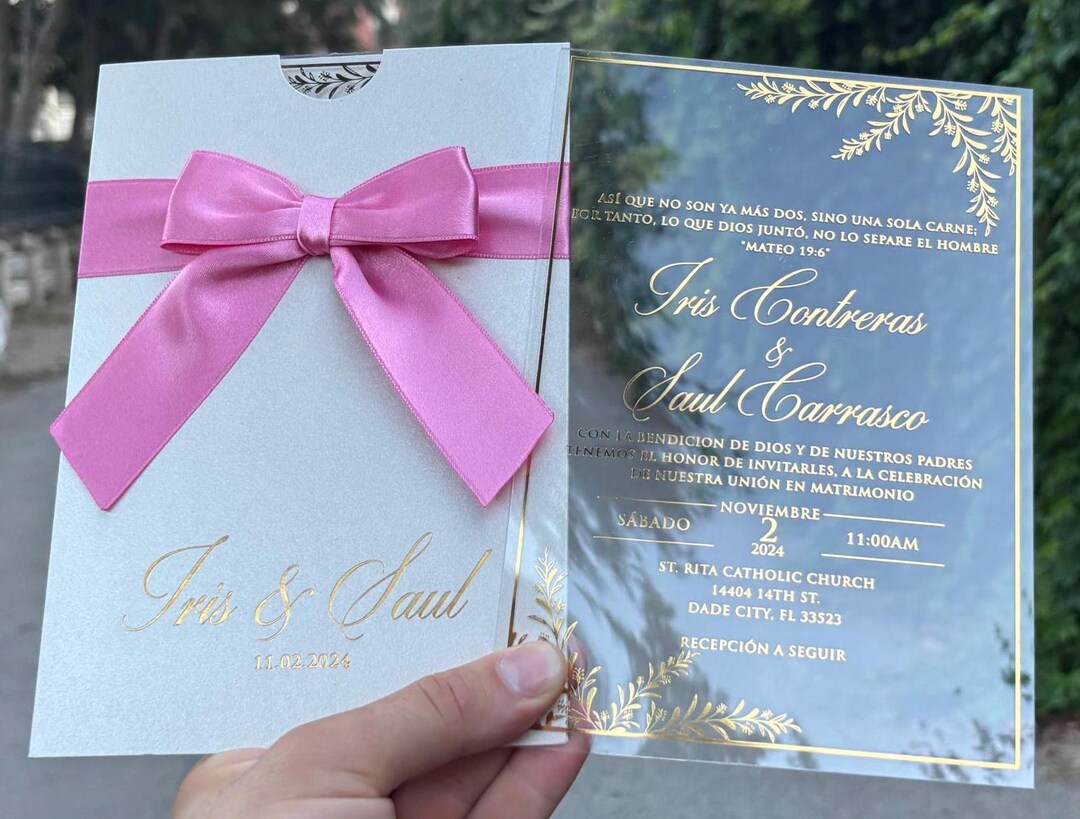 Invitación de boda, Invitación de boda de acrílico, Invitación de ...