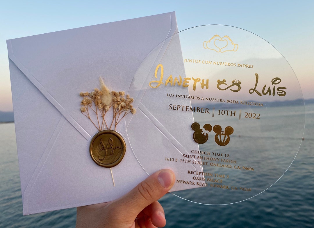 Acrylic Wedding Invitation, Circle Acrylic Invitation, Wedding ...