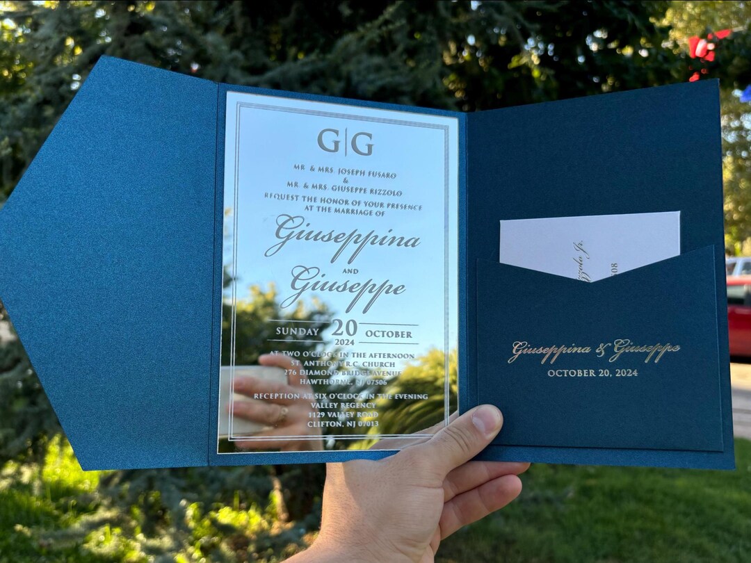 Silver Mirror Wedding Invitation, Silver Foil Printed Details, Royal ...