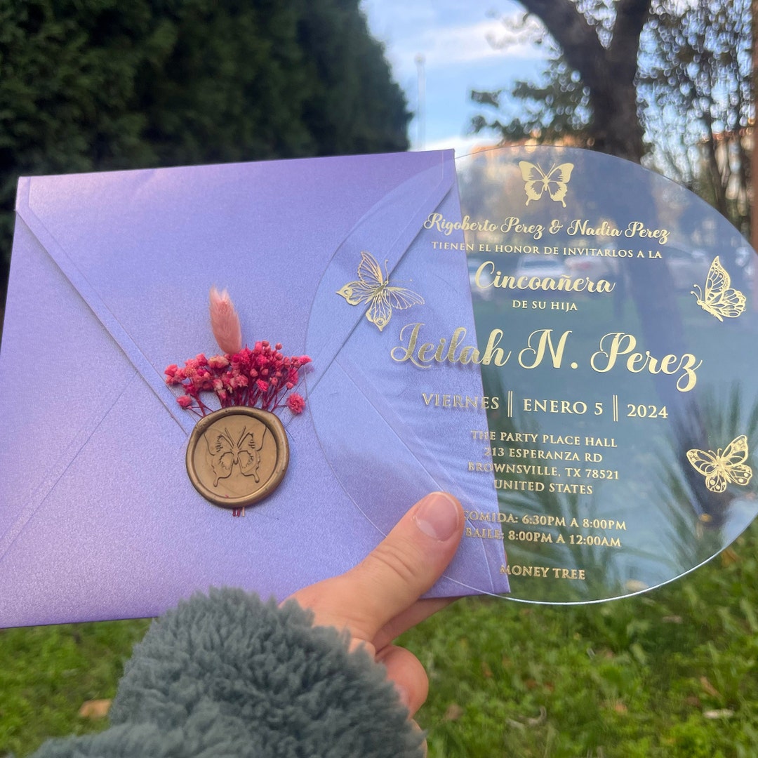 Quince Invitation, Quinceañera Invitation, Lilac Pearl Envelope ...