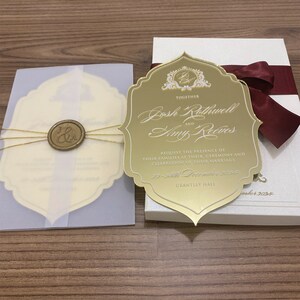 Mirror Invitation, Gold Mirrored Invitation, Boxed Invitation Parchment ...