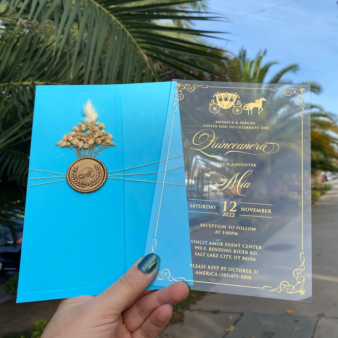 Acrylic Quinceanera Invitation, Quince Invitation, Princess Invitation ...