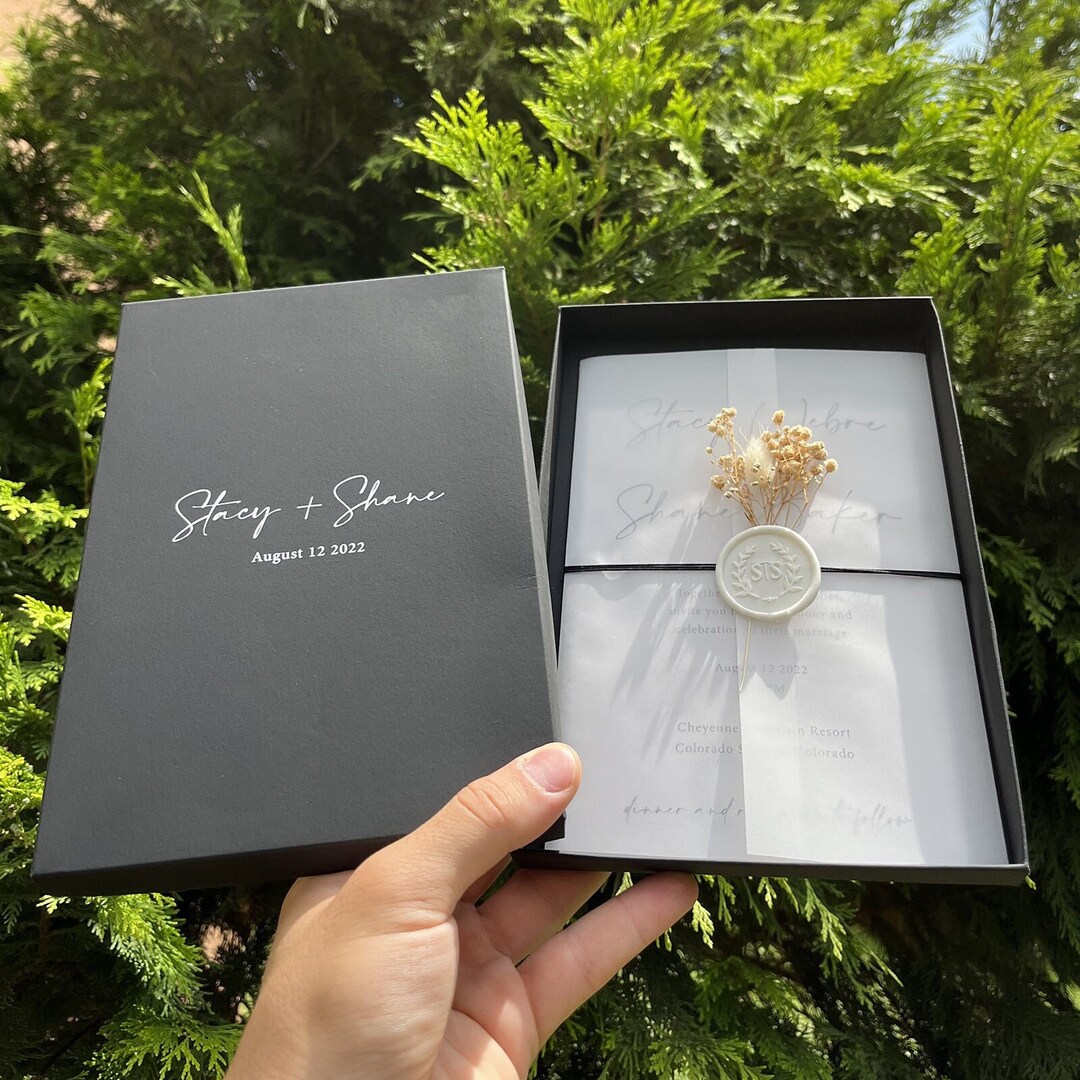 Boxed Invitation, Black Invitation Box, Acrylic Wedding Invitation ...