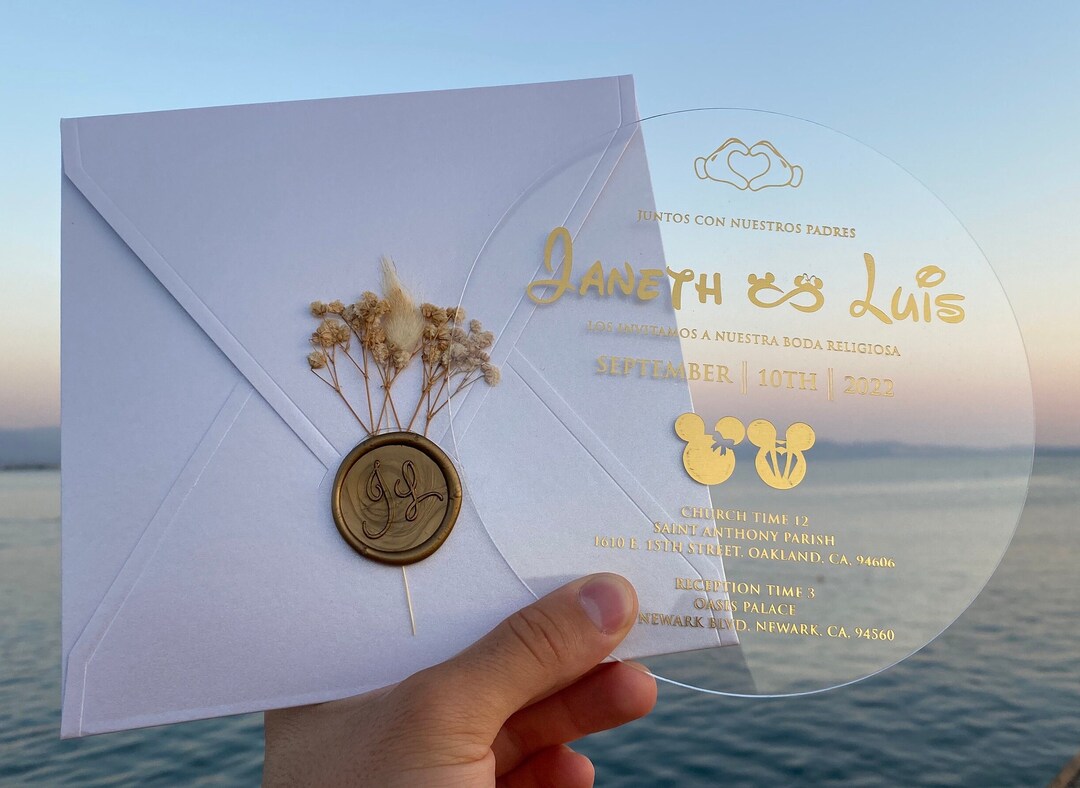 Disney Invitation, Wedding Invitation, Acrylic Invitation, Circle ...