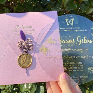 Butterfly Invitation, Acrylic Birthday Invitation, Butterfly Invitation ...