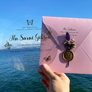 Butterfly Invitation, Acrylic Birthday Invitation, Butterfly Invitation ...