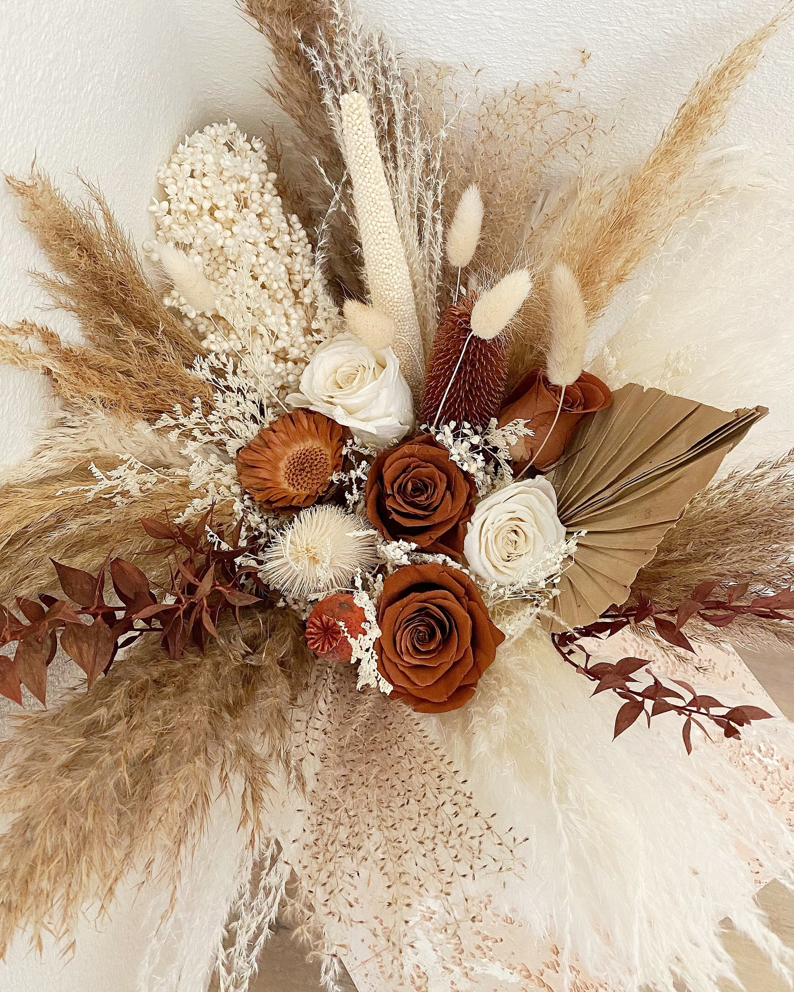 Rust Pampas Grass Bridal Bouquet Fall Wedding Bouquet Boho Etsy