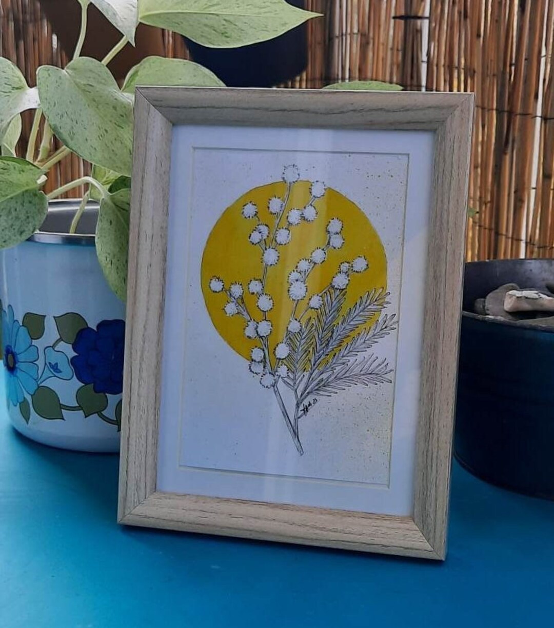 Decorative Drawing of Mimosa With Felt Pen - Etsy