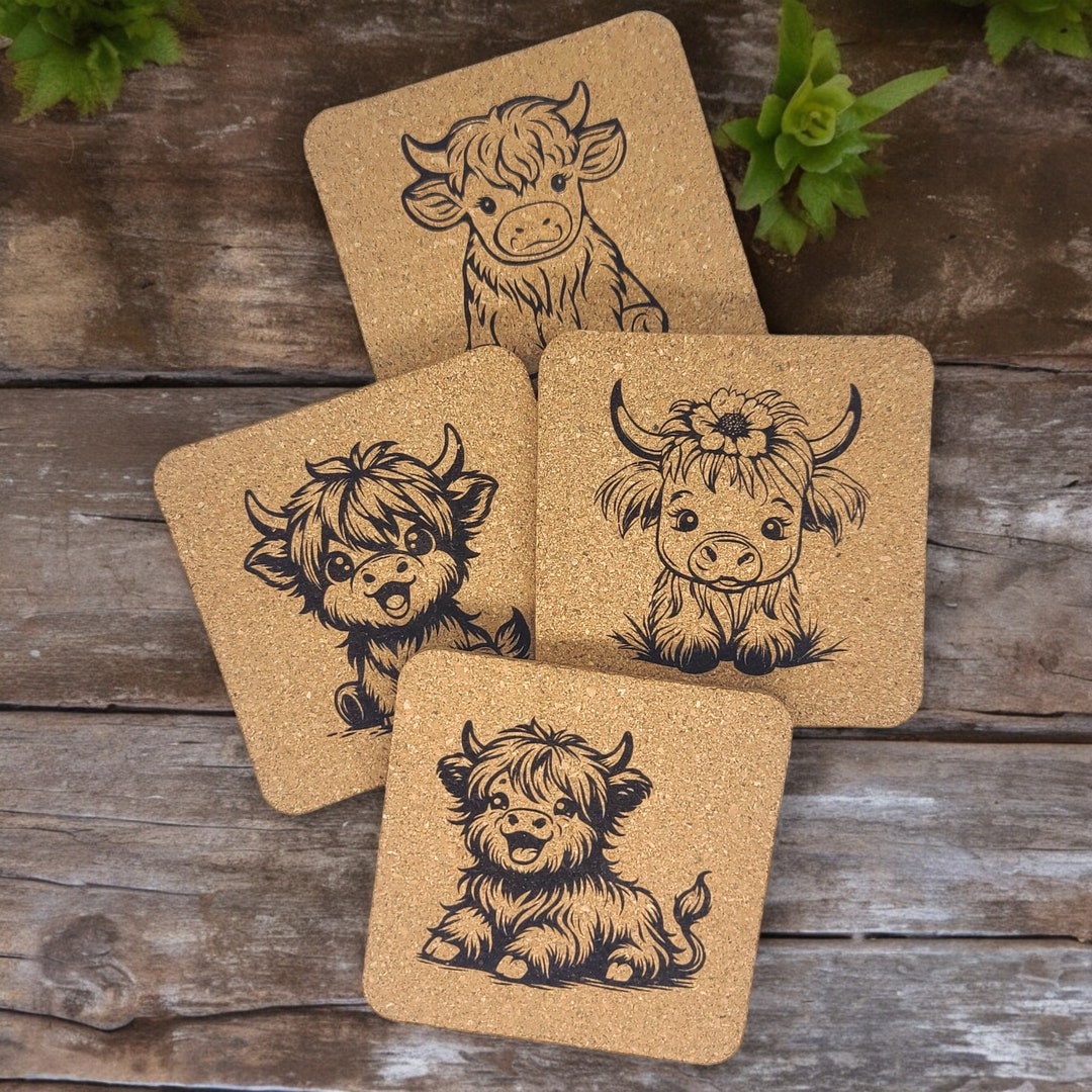 Cow Coasters, Highland Cow Decor, Country Decor, Highland Cow Gifts ...