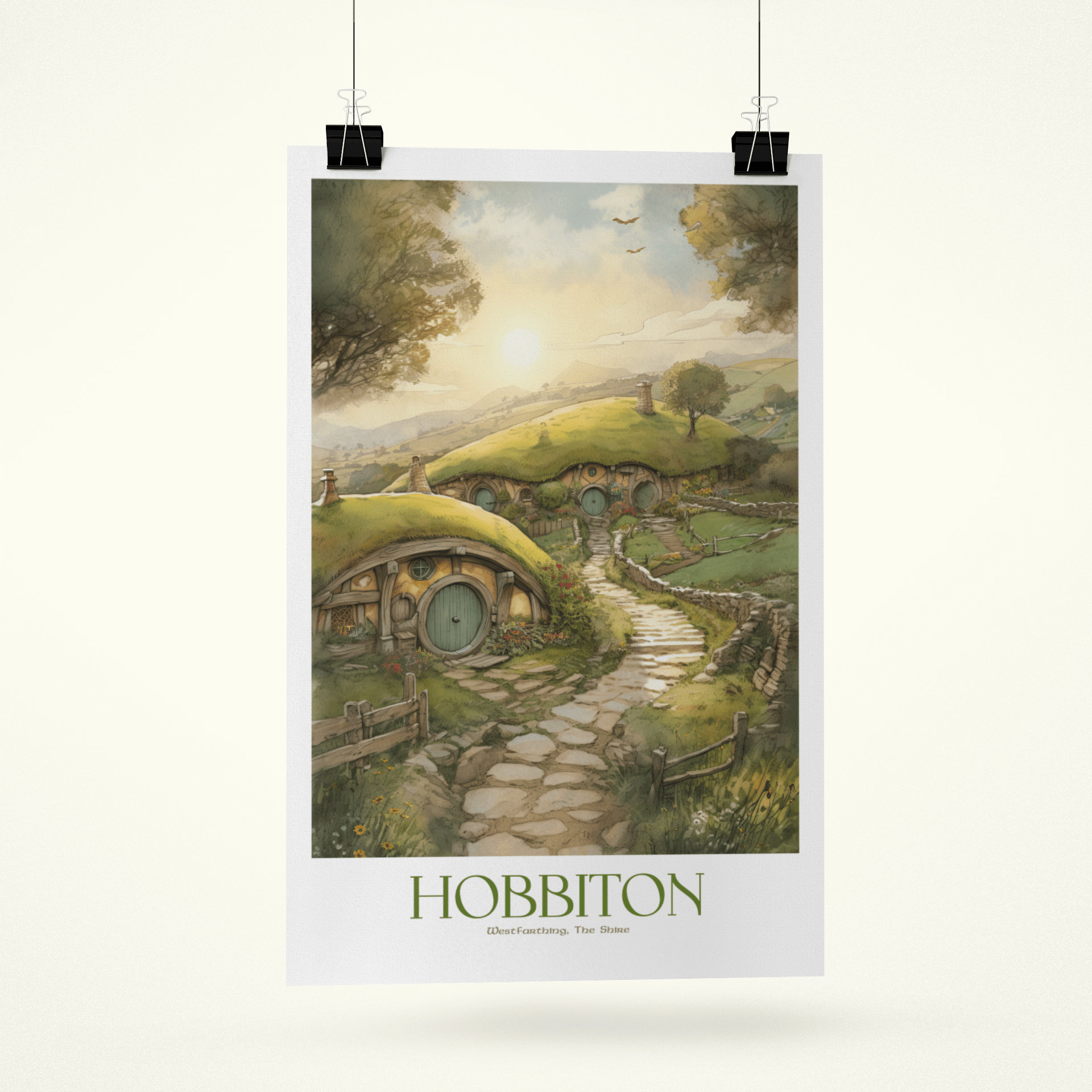 Hobbiton, The Shire Poster, Lord of the Rings Travel Poster sold by ...