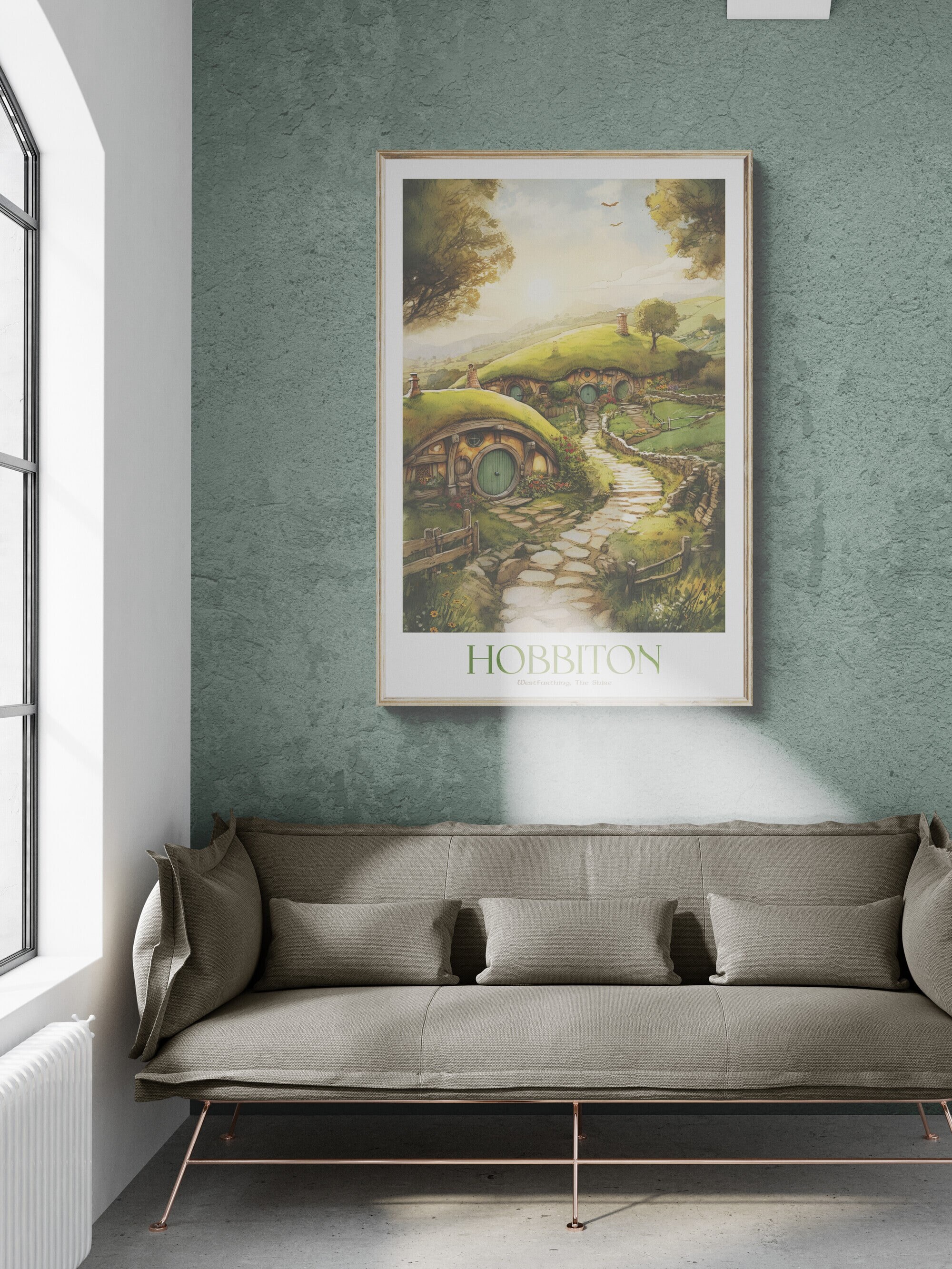 Hobbiton, The Shire Poster, Lord of the Rings Travel Poster sold by ...