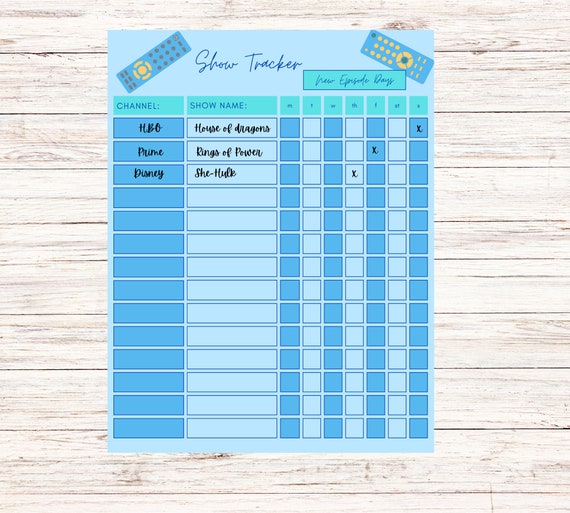 TV Tracker Printable Guide Planner Organizer Digital Download - Etsy