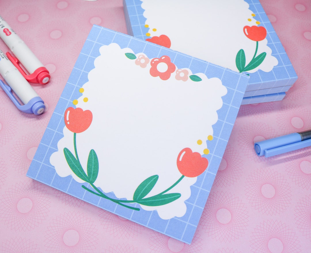 Cute Flower Notepads (4x4in) | 50 Sheets - Etsy