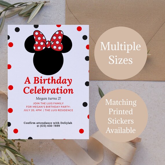 Mouse Invitations Minnie Birthday Party Minnie Birthday - Etsy
