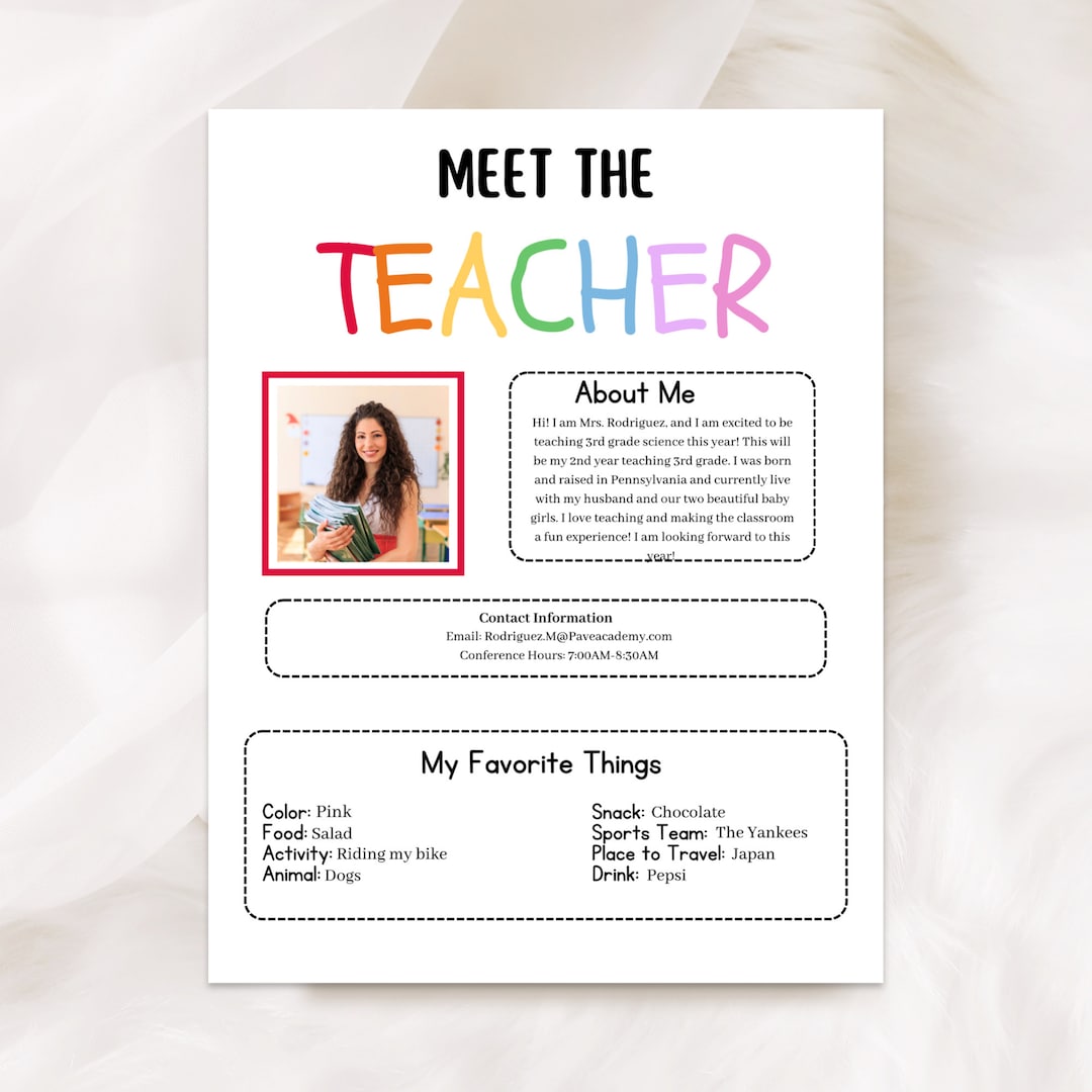 Editable Meet the Teacher Template Printable, Back to School, Welcome ...
