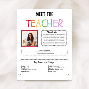 Editable Meet the Teacher Template Printable, Back to School, Welcome ...