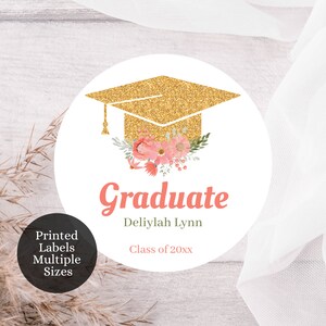 Custom Graduation Labels, Round Labels, Graduation Party Favor Labels ...