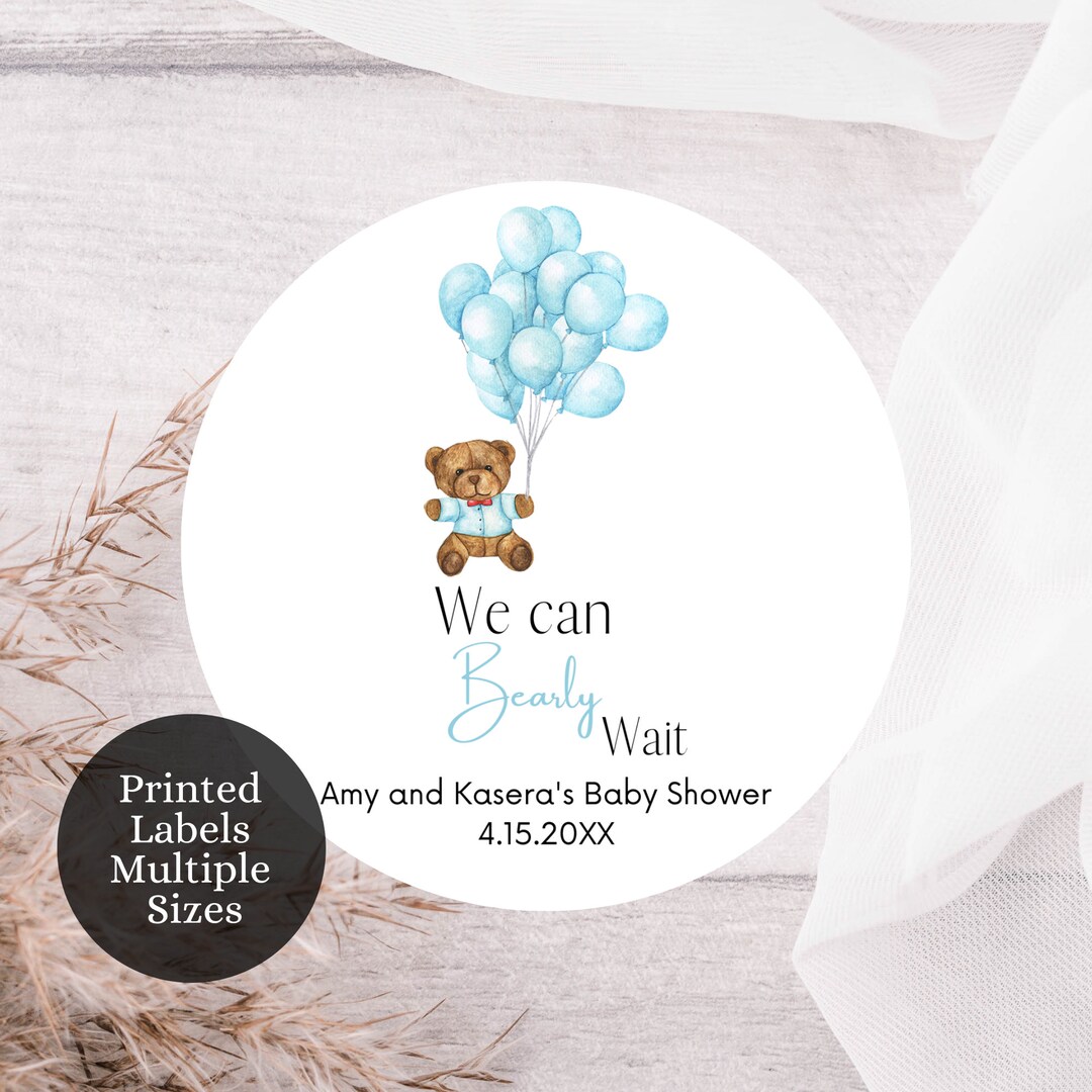 We Can Bearly Wait Stickers - We Can Bearly Wait Baby Shower Stickers ...