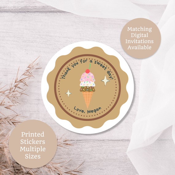Ice Cream Party Labels Ice Cream Party Stickers Sweet - Etsy