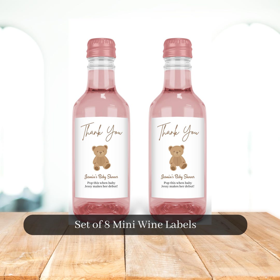 Set of 8 Custom Mini Wine Bottle Labels, Custom Party Favor Labels, We ...