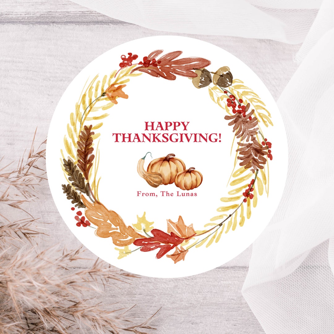 Custom Thanksgiving Stickers Thankful Round Stickers Printed - Etsy