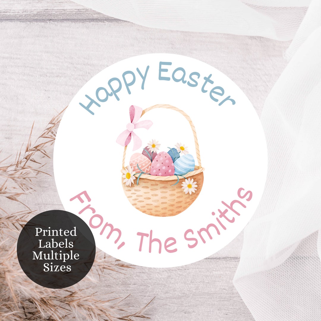 Custom Happy Easter Stickers, Personalized Easter Labels, Easter Basket ...