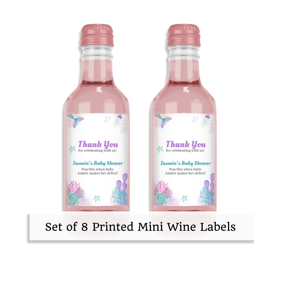 Set of 8 Custom Mini Wine Bottle Labels, Custom Mini Wine Bottle Labels ...