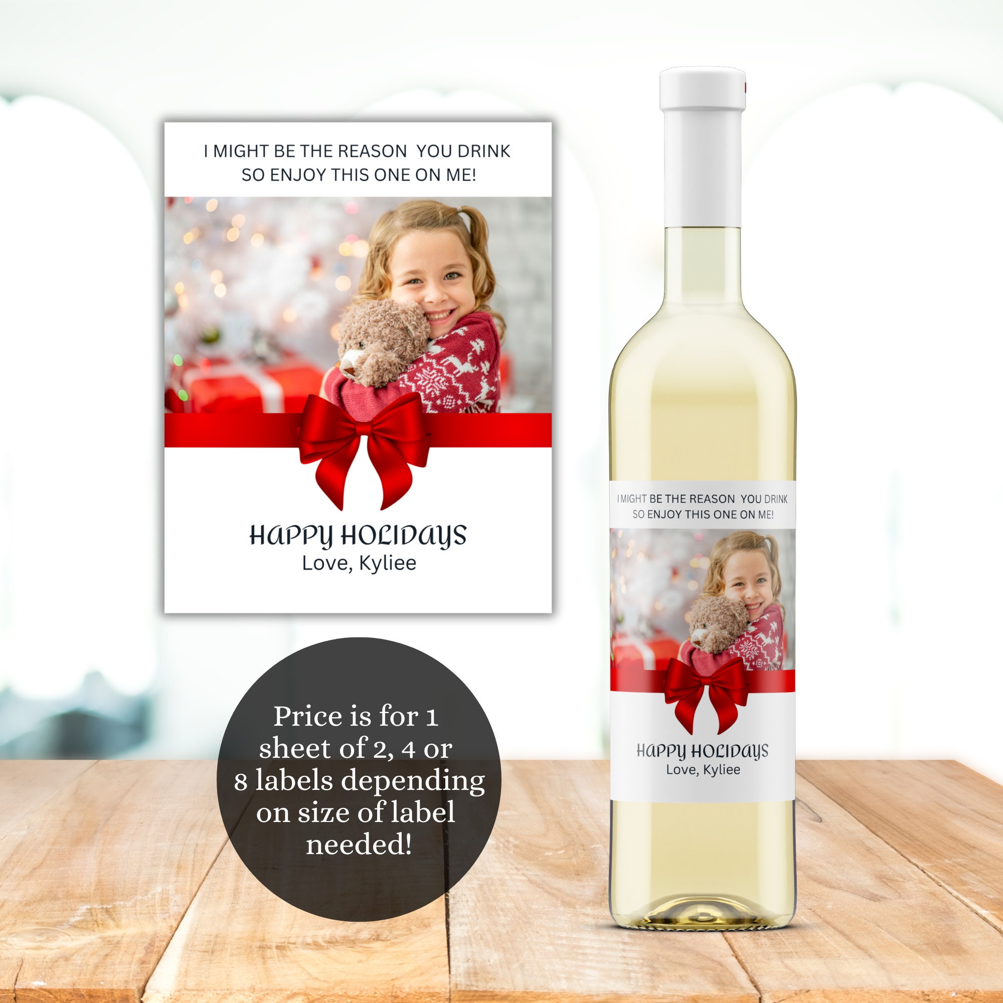 Custom Printed Wine Labels, Christmas Gift for Parents, Holiday Gift ...