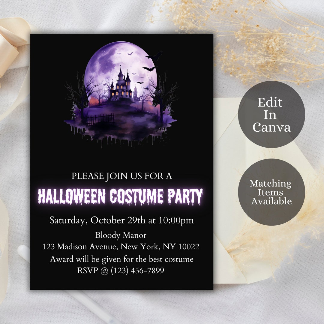 Editable Halloween Costume Party Invitation, Printable, Editable ...
