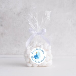 PRINTED Princess CINDERELLA Birthday Party Round Stickers Scalloped ...