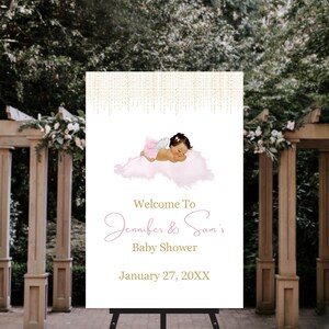 Editable Heaven Sent Angel Baby Girl Welcome Party Sign, Printable ...