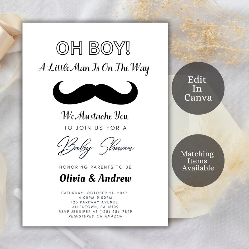 Mustache Baby Shower Invitation - Etsy