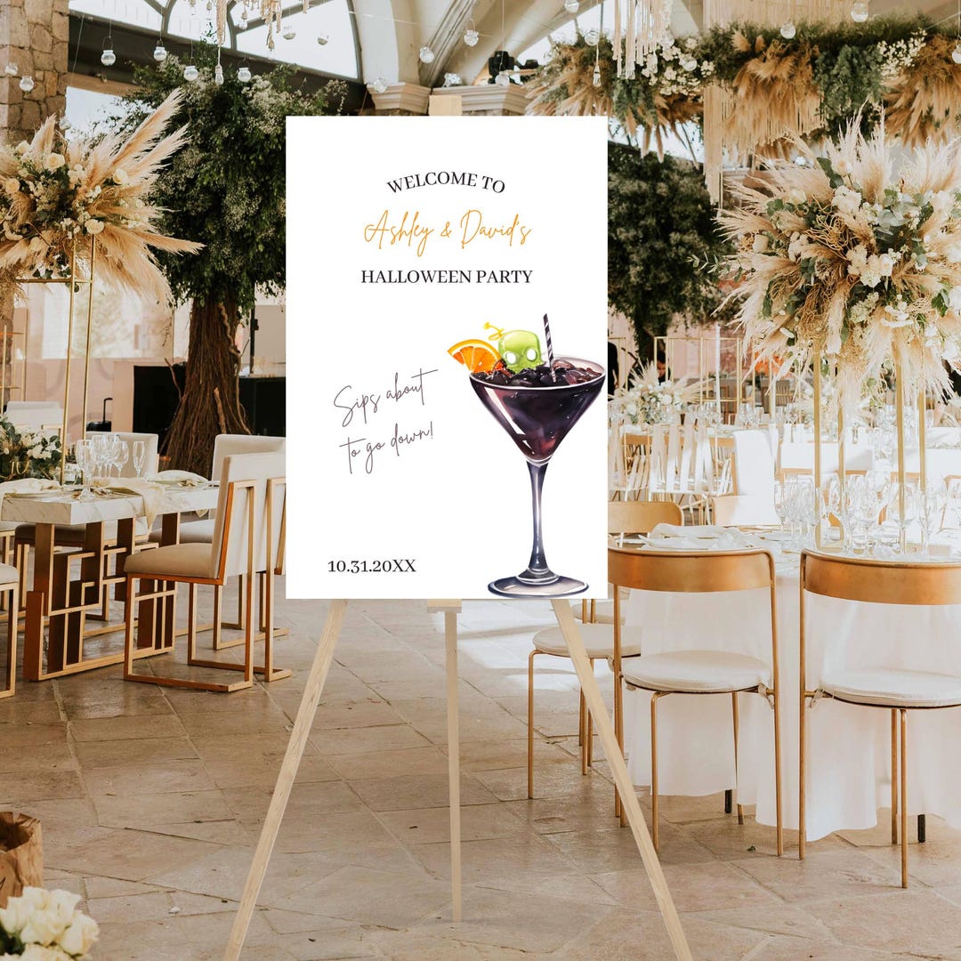 Halloween Party Welcome Sign Template, Cocktails and Costumes Sign ...
