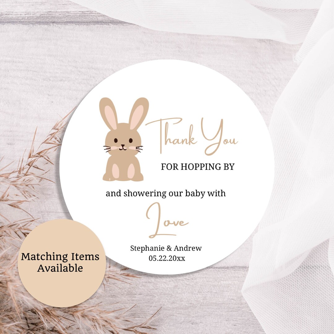 Thank You for Hopping by Favor Labels Bunny Baby Shower Thank - Etsy