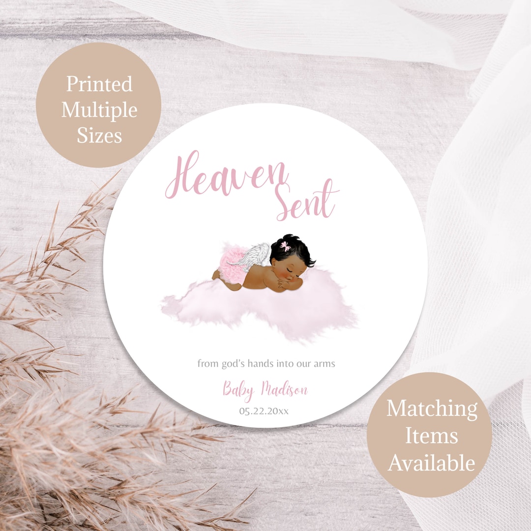 Custom Heaven Sent Baby Shower Labels Baby Girl Heaven Sent - Etsy
