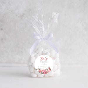 Custom Printed Baby Shower Round Labels, Floral Pink Green Baby Showe ...