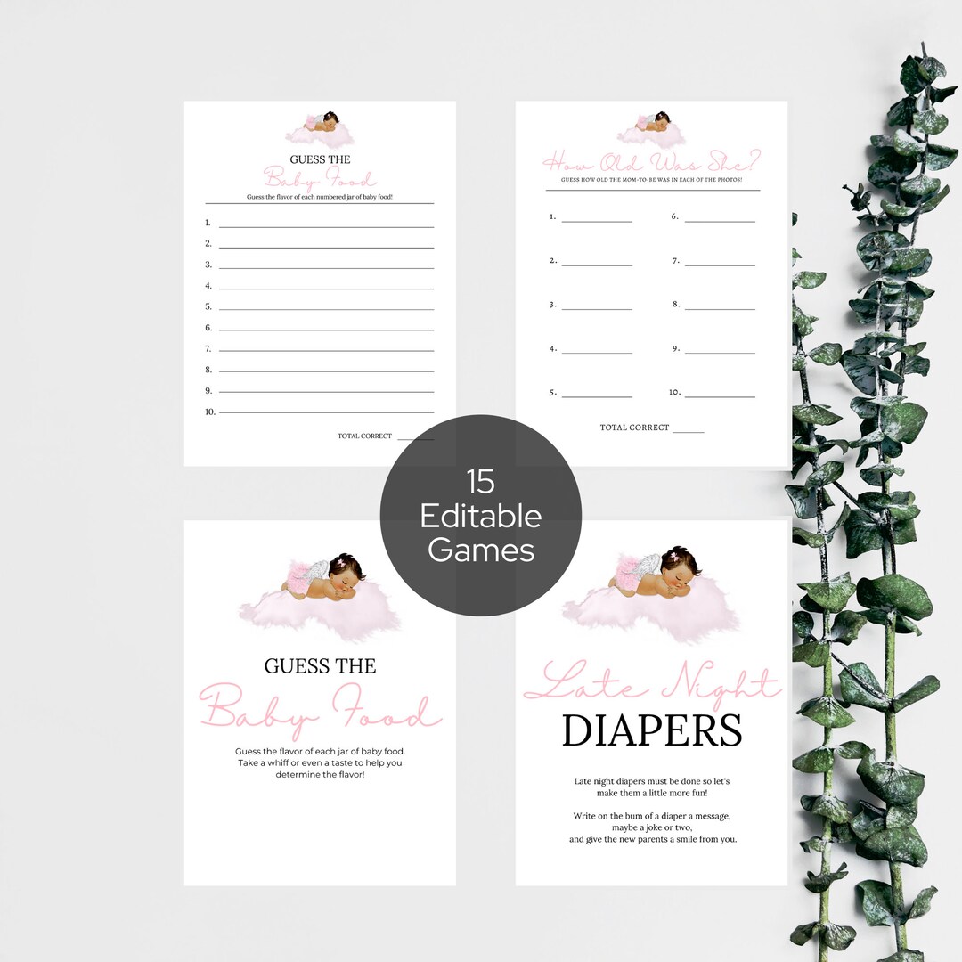 Editable Heaven Sent Angel Baby Shower Game Bundle Template, Angel ...
