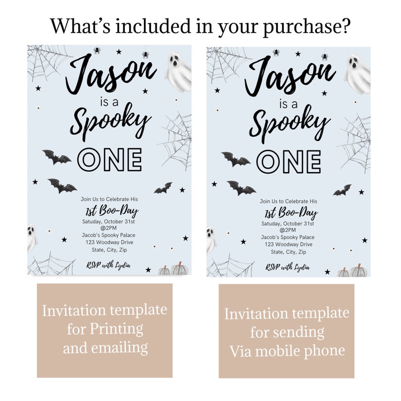 Spooky One Boys Birthday Invitation First Birthday - Etsy