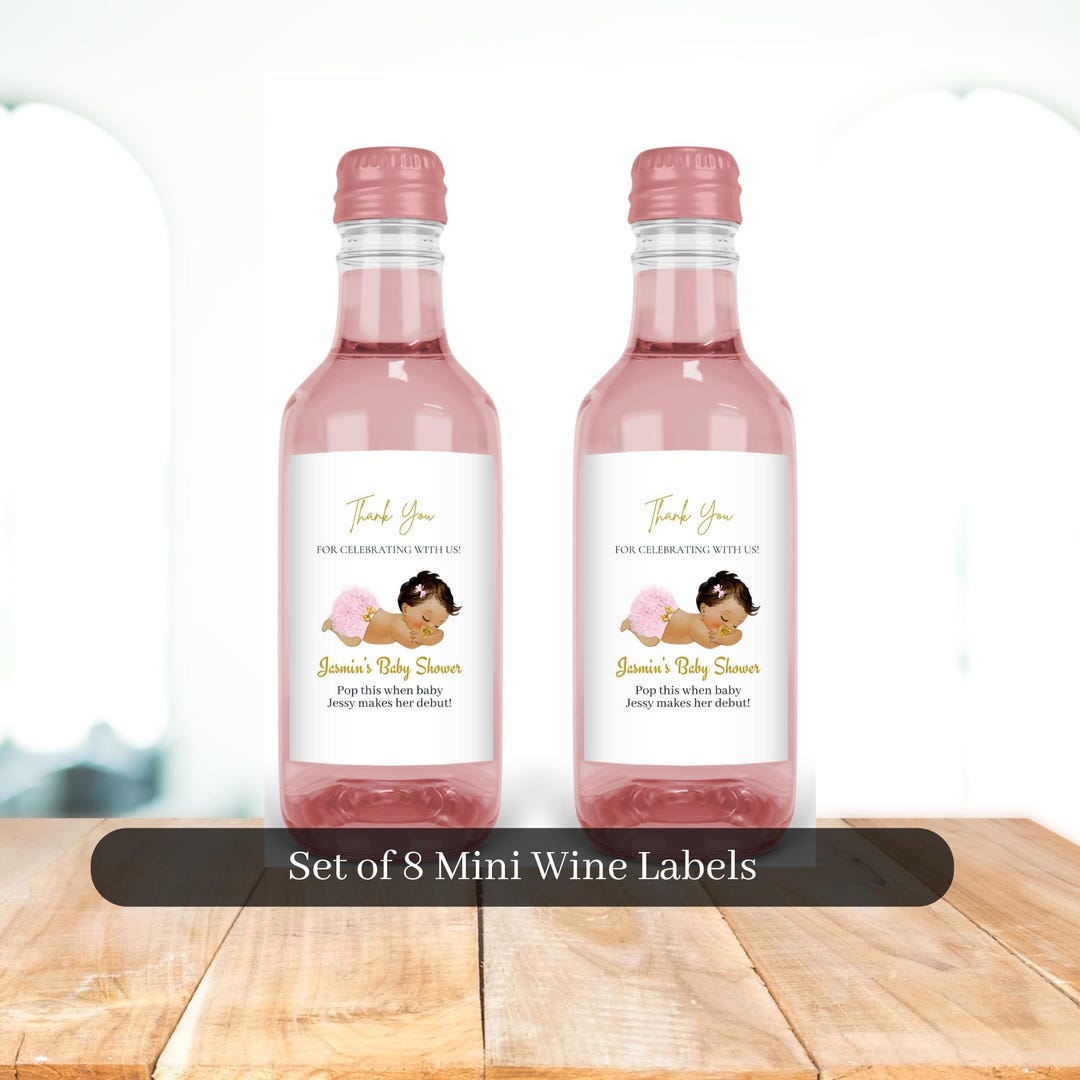 Set of 8 Custom PRINTED Mini Wine Bottle Labels, Custom Mini Wine ...