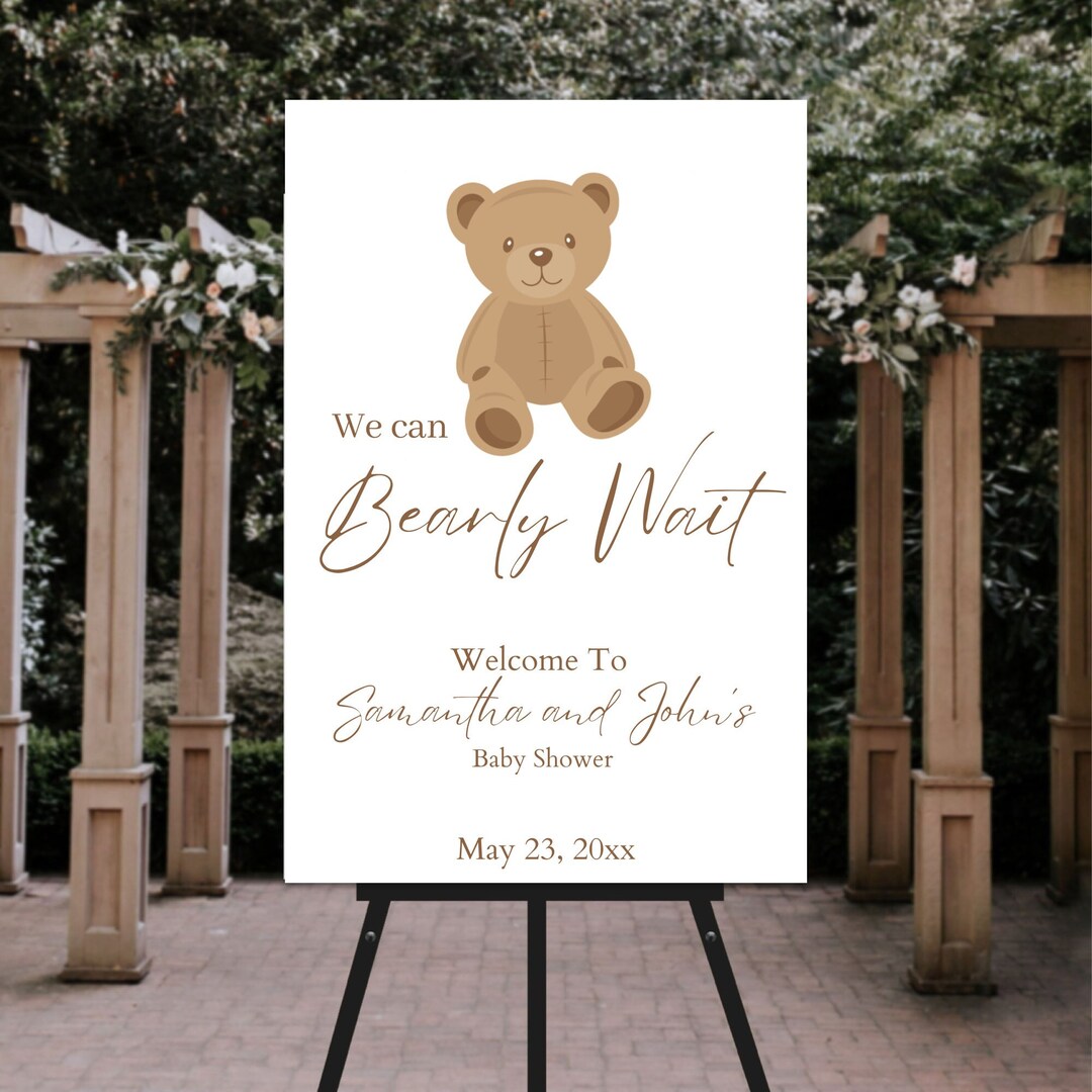 Editable We Can Bearly Wait Baby Shower Sign Printable Baby - Etsy