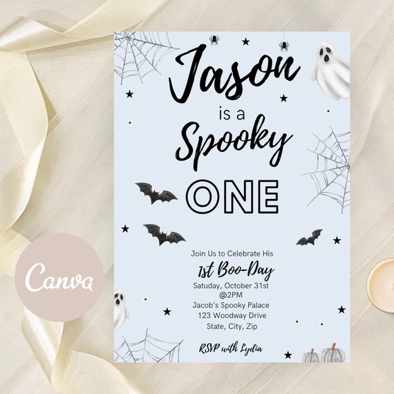 Spooky One Boys Birthday Invitation First Birthday - Etsy