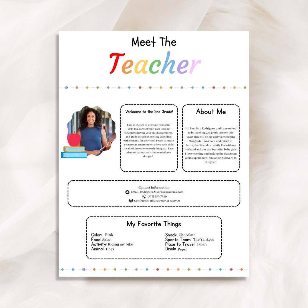 Editable Meet the Teacher Template Printable, Colorful Rainbow, Welcome ...
