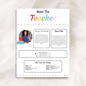 Editable Meet the Teacher Template Printable, Colorful Rainbow, Welcome ...