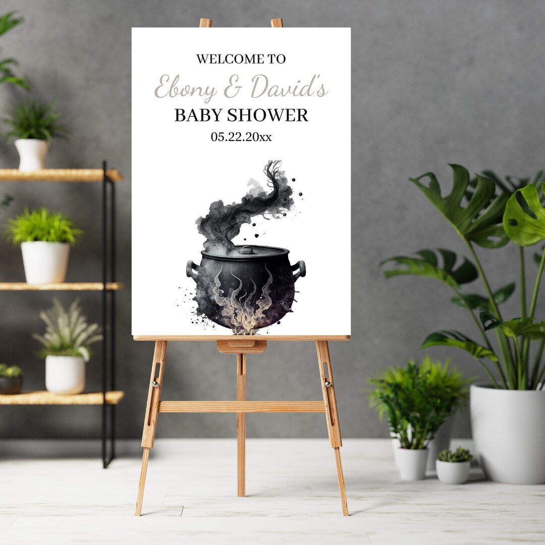 Editable Halloween Witch Cauldron Baby Shower Sign Printable - Etsy