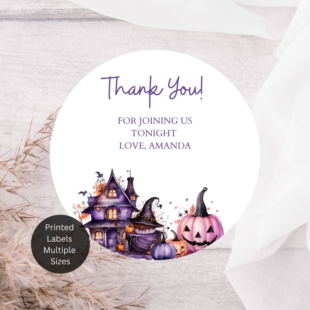 Kids Halloween Party Goody Bag Labels, Halloween Party Stickers, Purple ...
