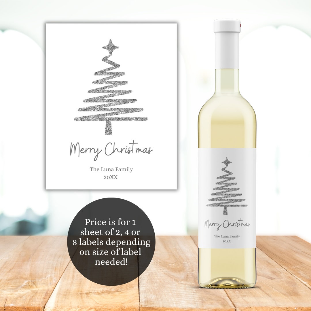 Custom Printed Holiday Wine Label, Merry Christmas Wine Label ...