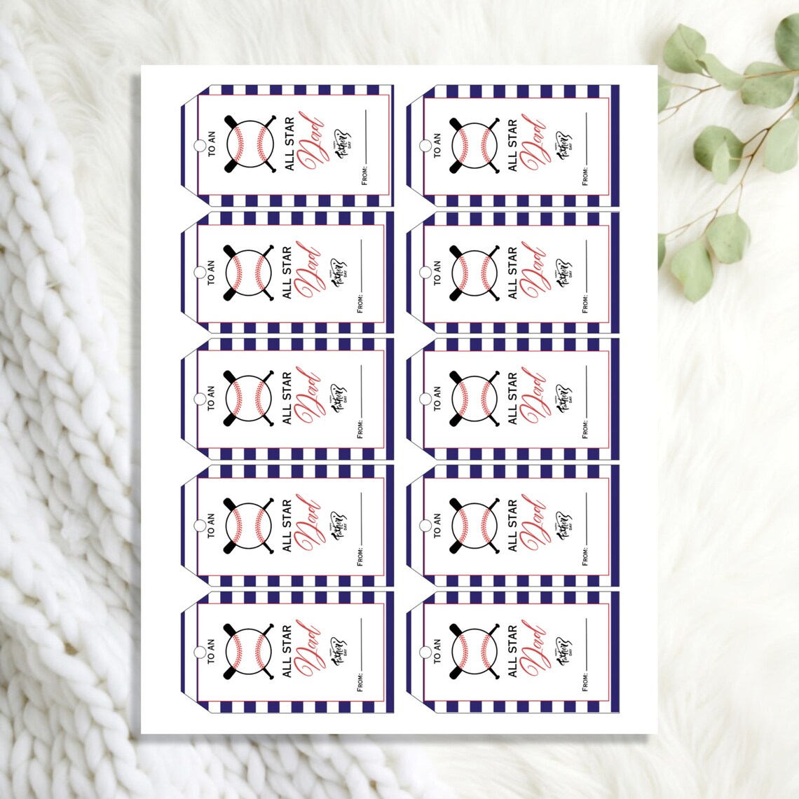 Father’s Day Gift Tag Printable, All Star Dad Baseball Father's Day ...
